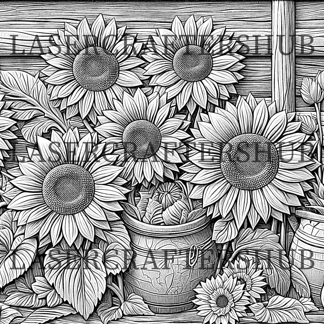 Sunflower Vase Laser Engrave 3D Illusion File for Engraving / Design ...