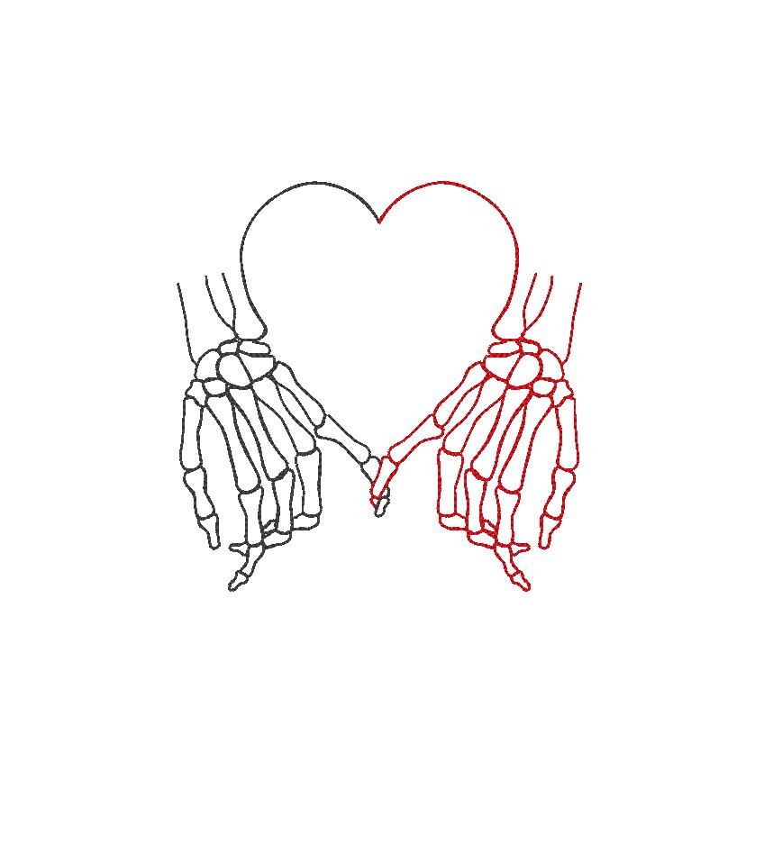 Skeleton Heart Embroidery Designstrendy Halloween Embroidery - Etsy