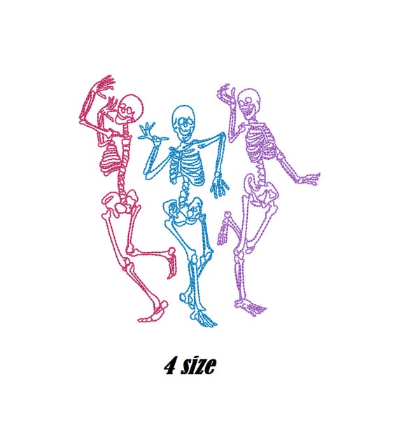 Dancing Skeleton Embroidey Designstrendy Halloween Embroidery - Etsy