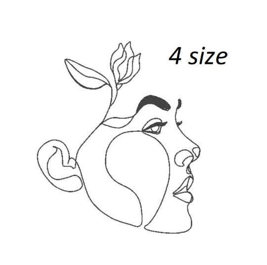One Line Embroidery Design women's Face Machine | Etsy