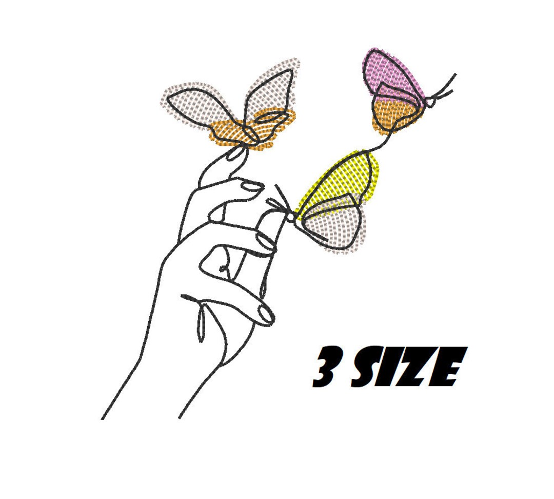 One Line Embroidery Design,butterfly One Line Embroidery Design, 3 ...