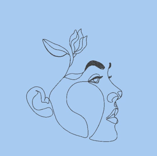 One Line Embroidery Design women's Face Machine | Etsy