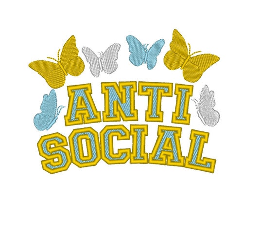 Embroidery Designs Anti Socialtrendy Inspirational Quote - Etsy