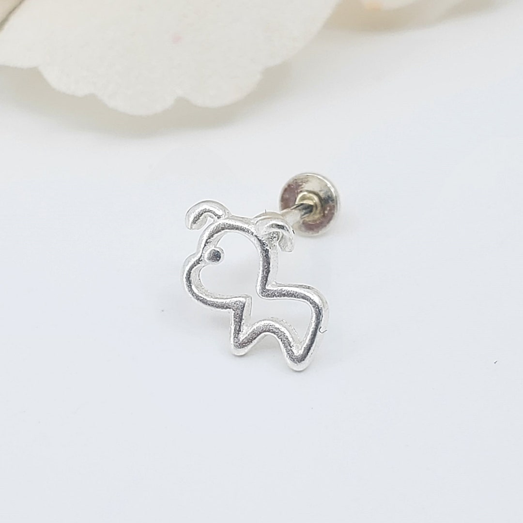 20G, Cute Outline Dog 925 SILVER Earring, Pet Cartilage, Helix, Ear ...