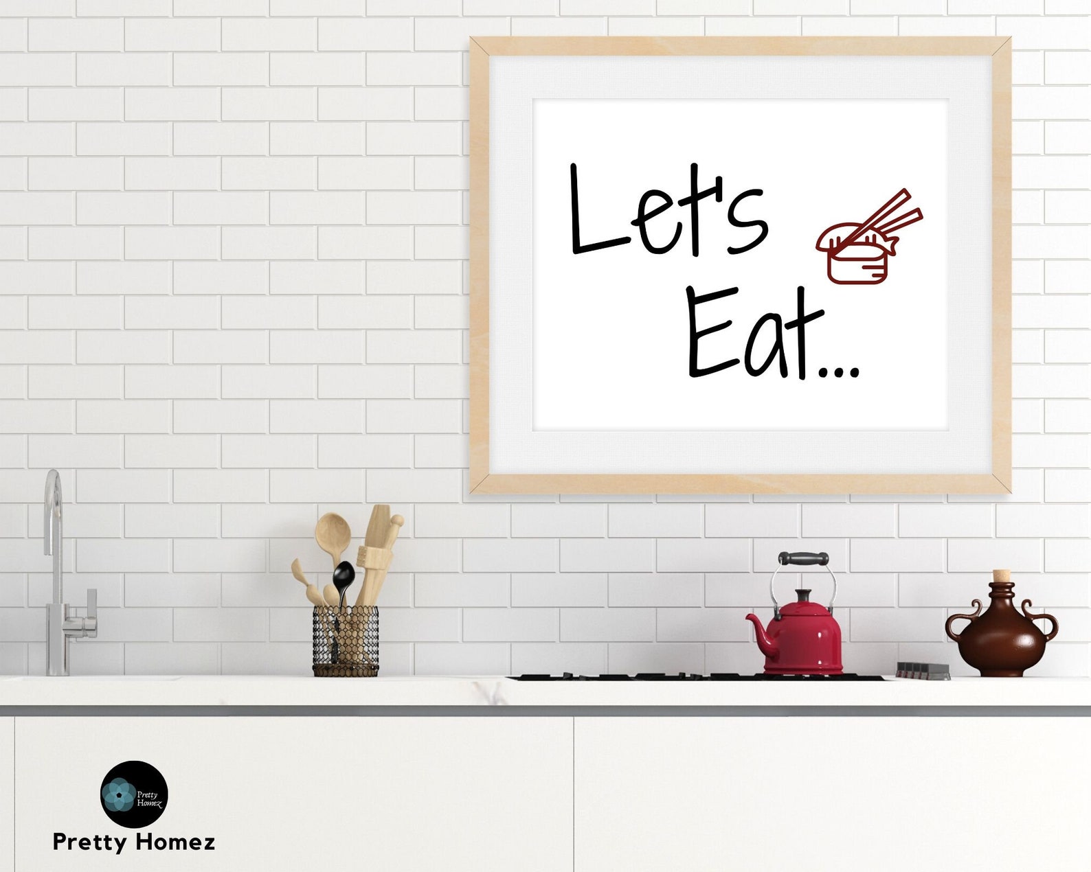 Let's Eat Sign Printable Wall Art for Dining Room. Let's Eat Kitchen ...