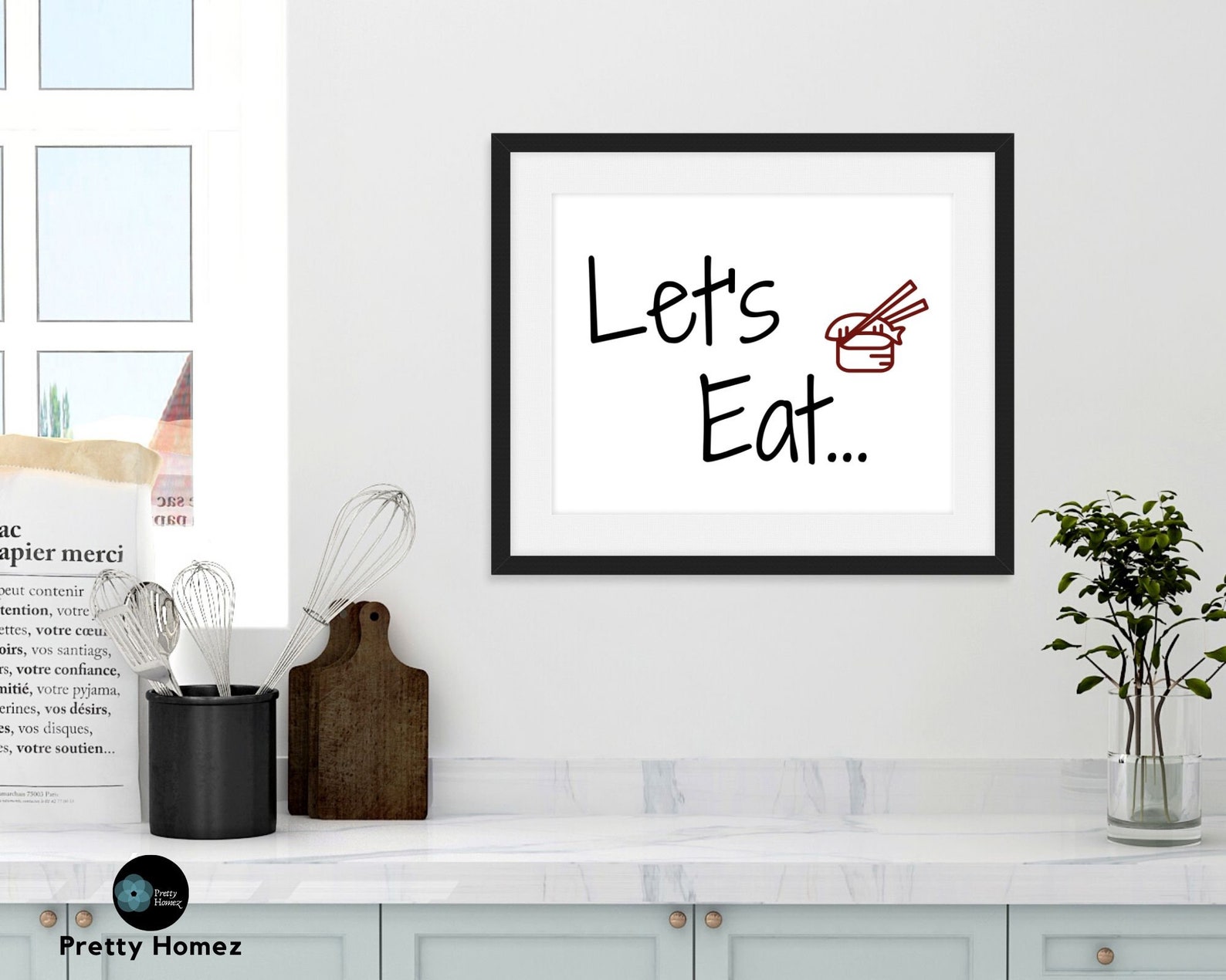 Let's Eat Sign Printable Wall Art for Dining Room. Let's Eat Kitchen ...