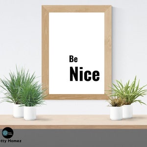 Motivational Wall Art be Nice Inspirational Wall Art for Home & Office ...