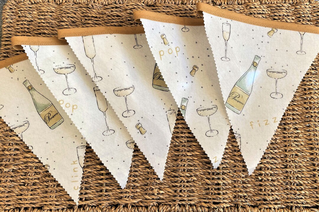Celebration Prosecco Themed Cotton PVC Coated Bunting. 2 or 3 - Etsy