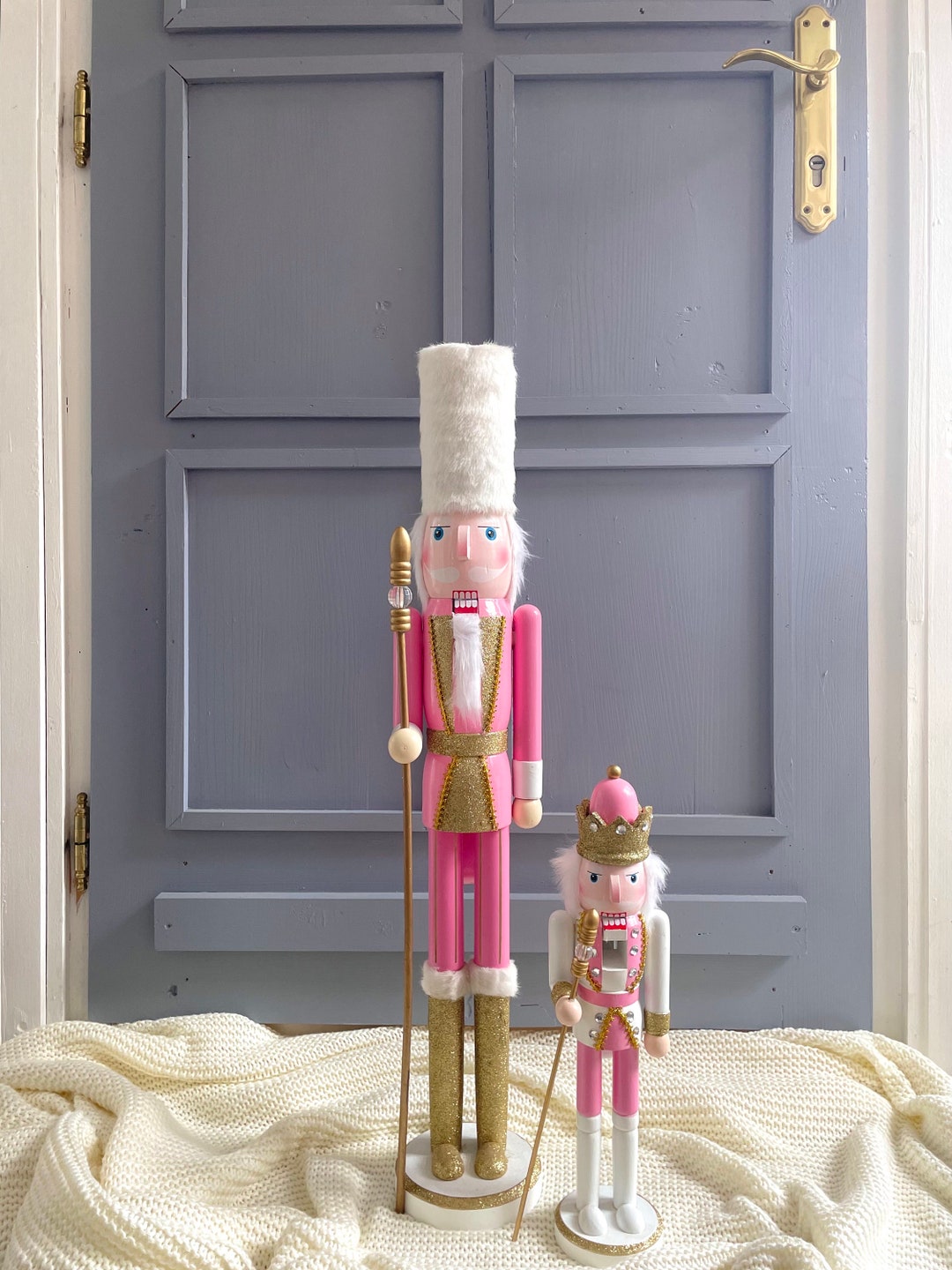 Large Pink Nutcracker Wooden Statue. 2.5 Feet Big Christmas Girly ...