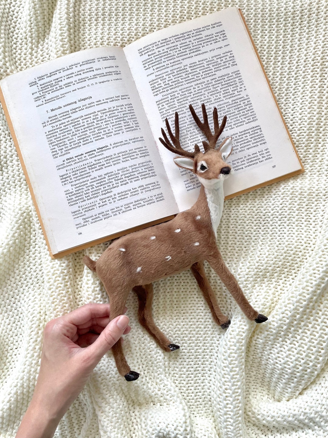 Brown Fake Fur Reindeer Stag Statue. Christmas Traditional Decoration ...