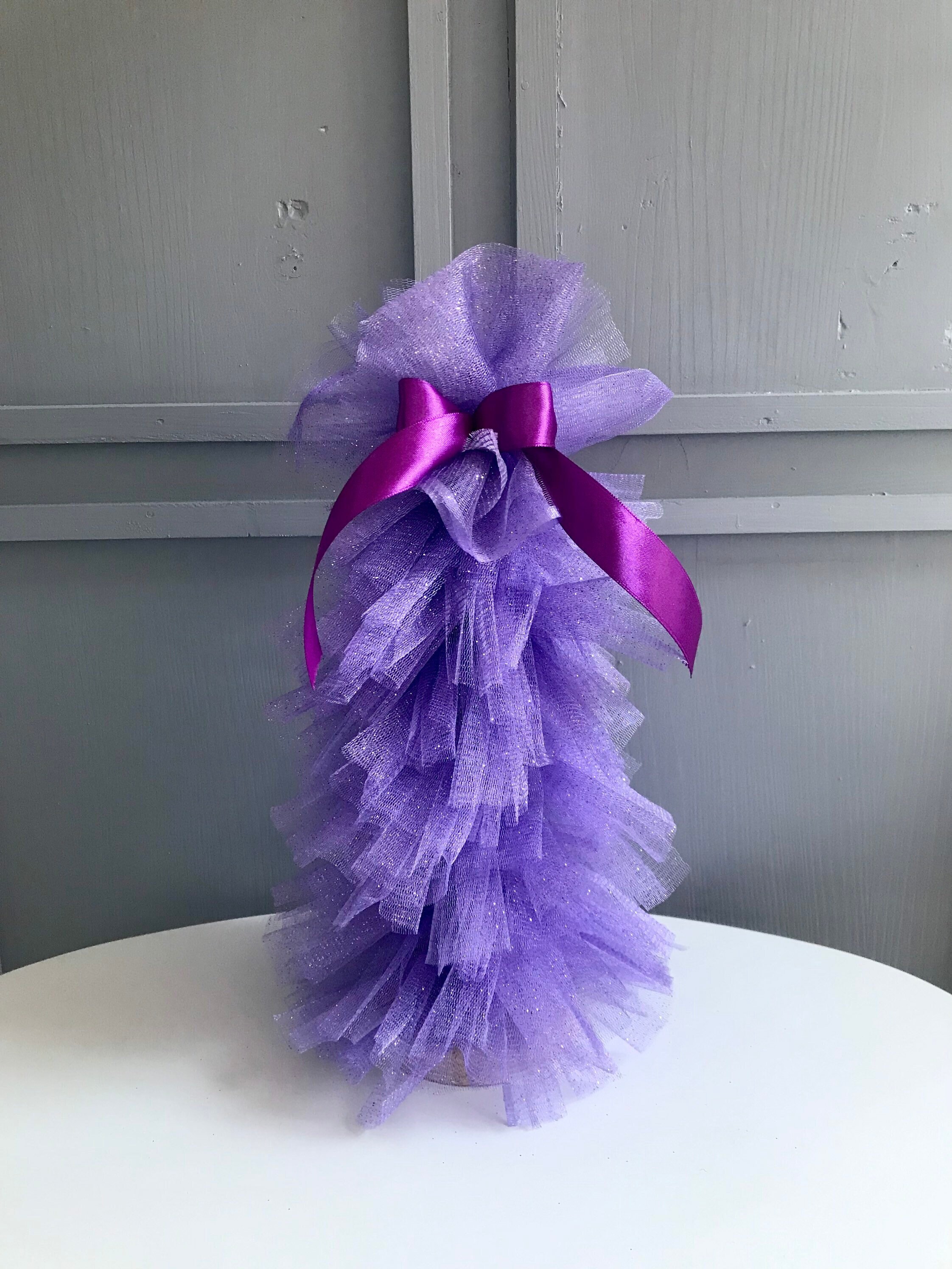 Glitter Indigo Tulle Christmas Tree. Sparkly Purple Table Top Tutu ...