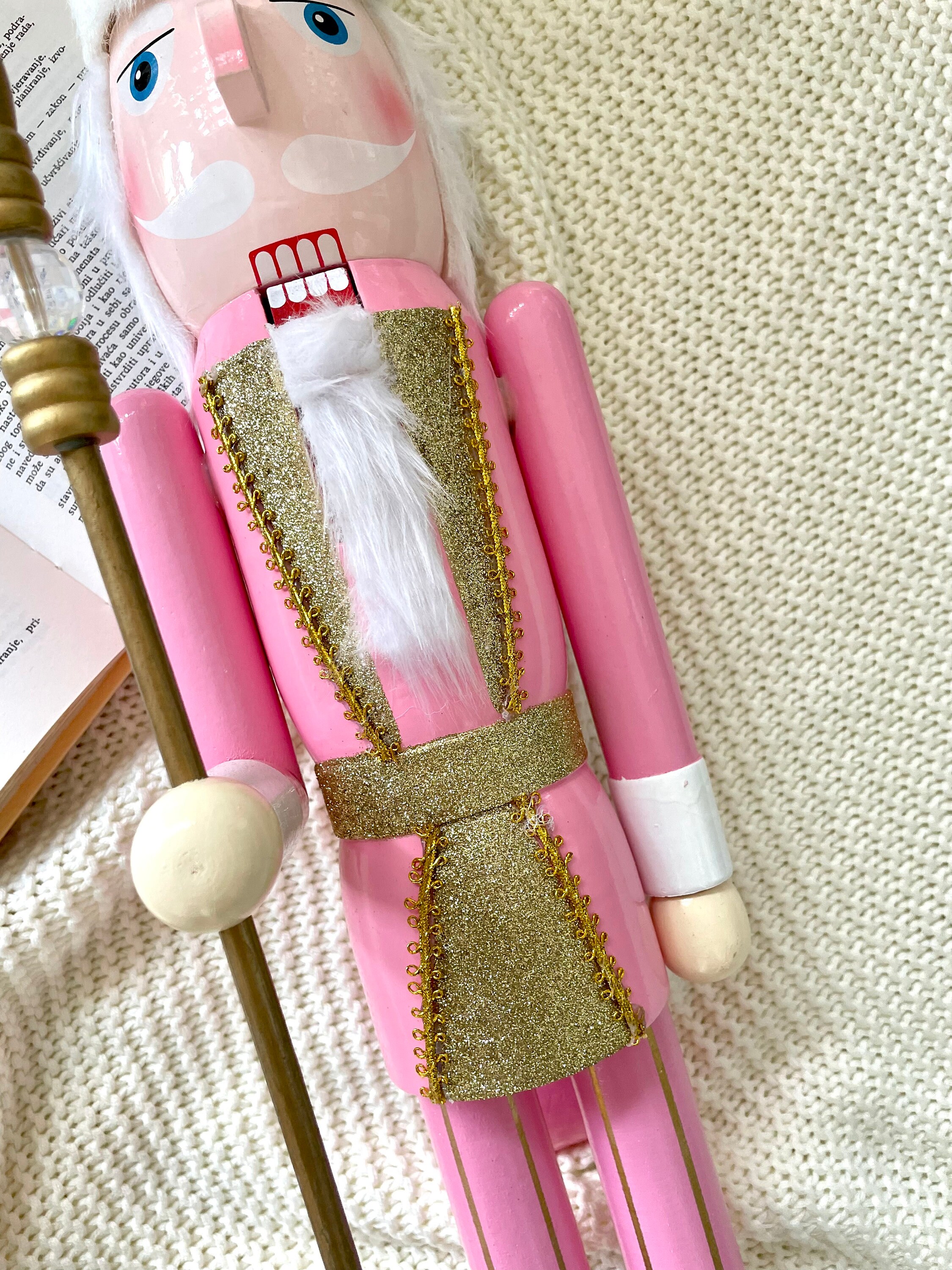 Large Pink Nutcracker Wooden Statue. 2.5 Feet Big Christmas Girly ...