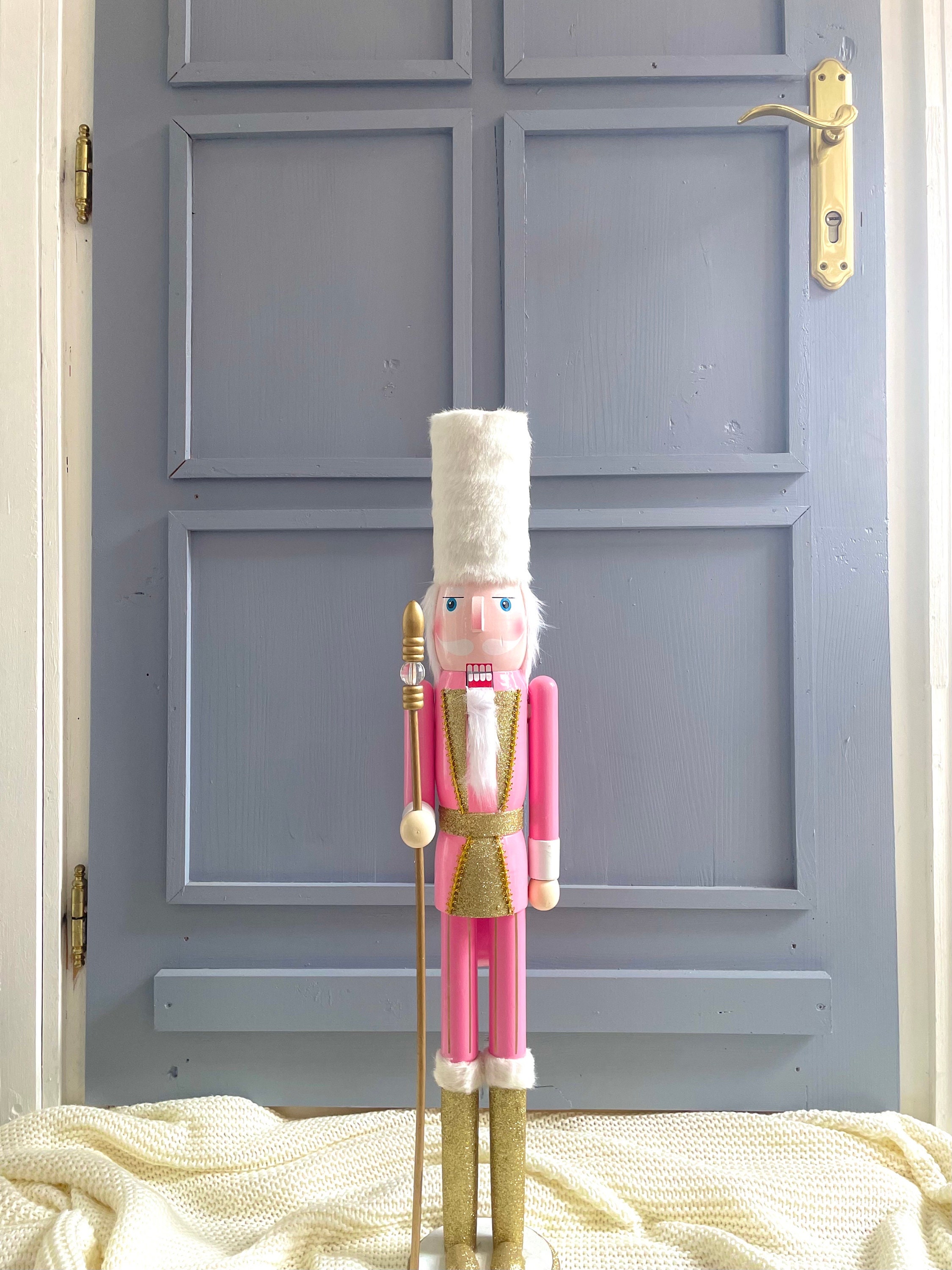 Large Pink Nutcracker Wooden Statue. 2.5 Feet Big Christmas Girly ...