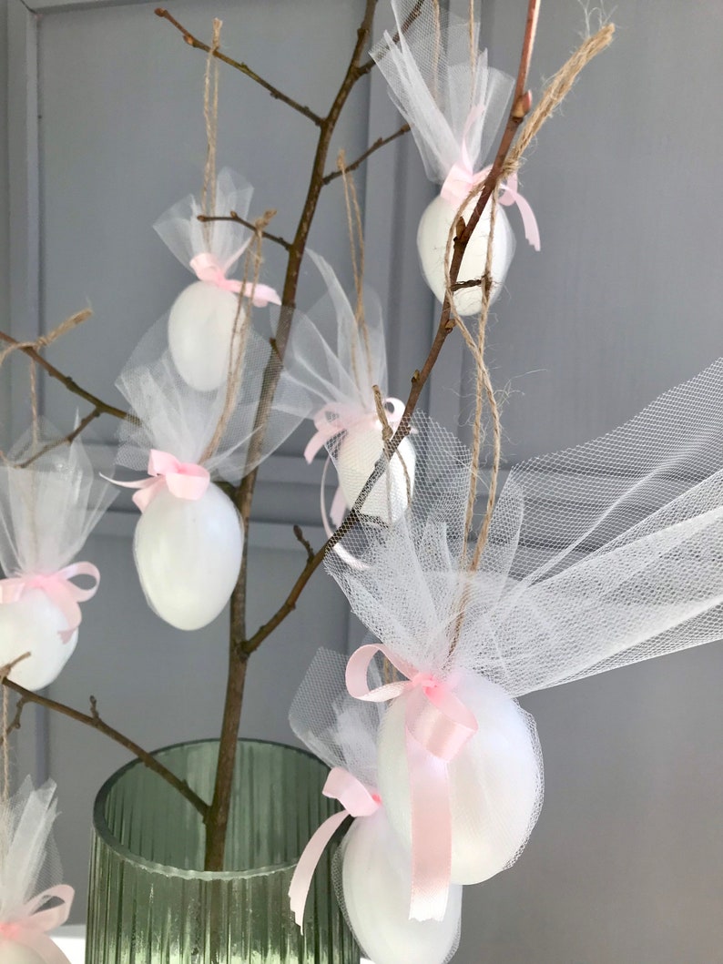 White Tulle Easter Eggs Ornaments Set of 10. Shabby Chic - Etsy