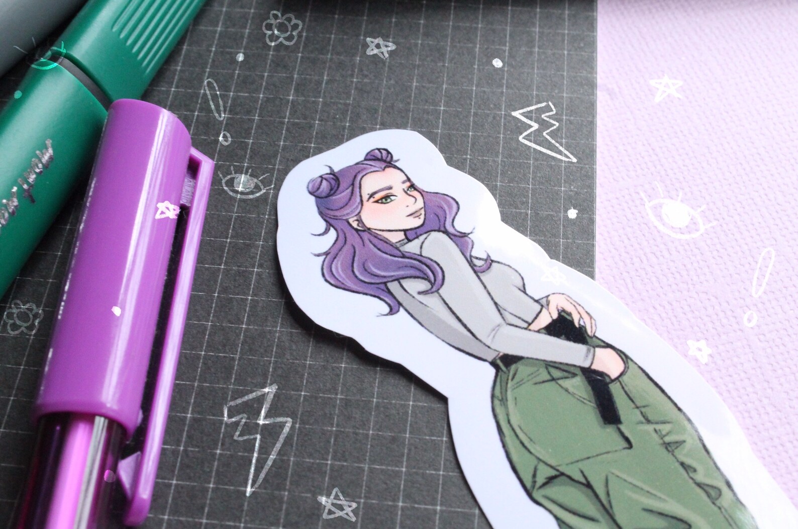 Grunge Girl Glossy Vinyl Sticker Aesthetic Single sticker | Etsy