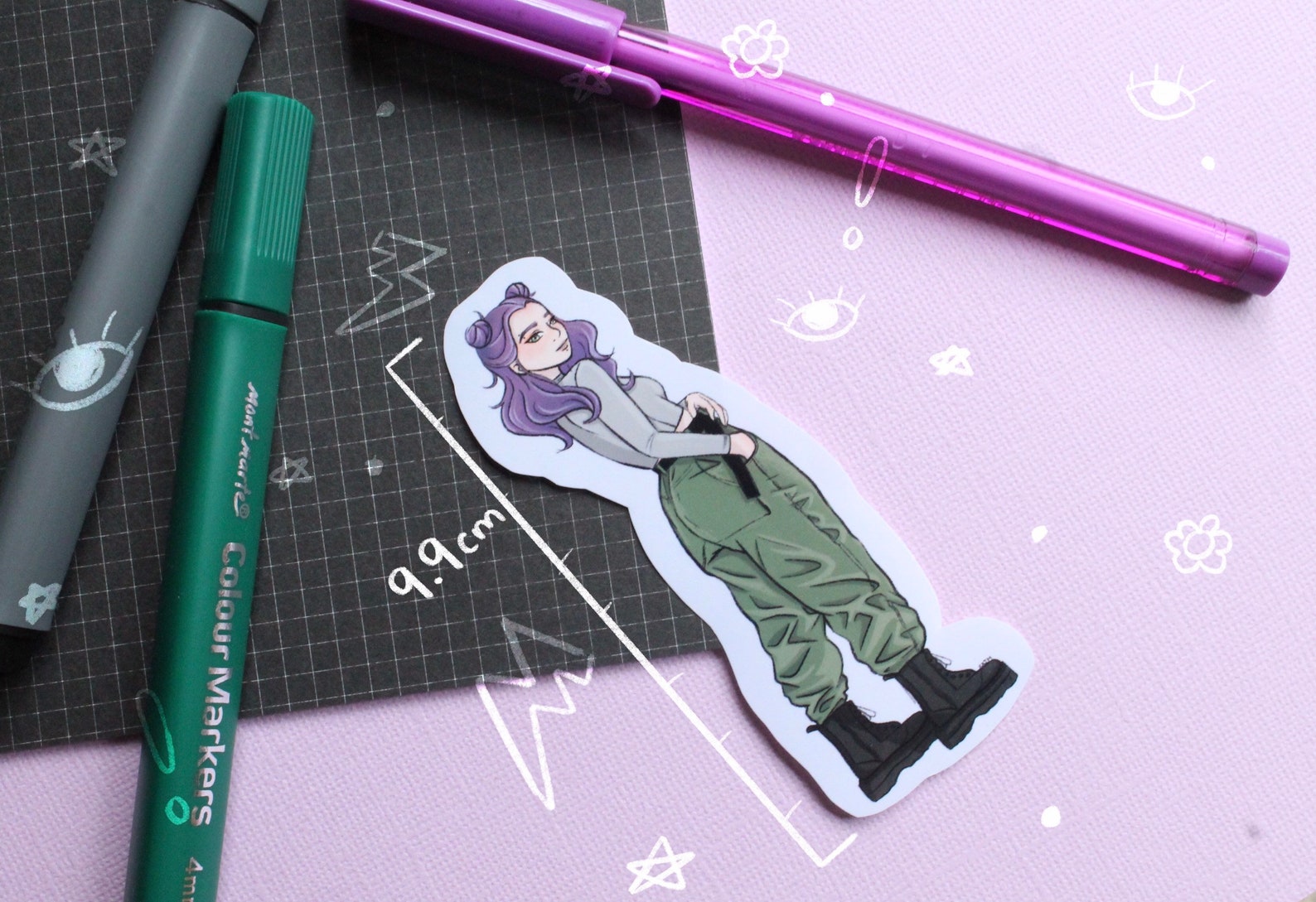 Grunge Girl Glossy Vinyl Sticker Aesthetic Single Sticker - Etsy