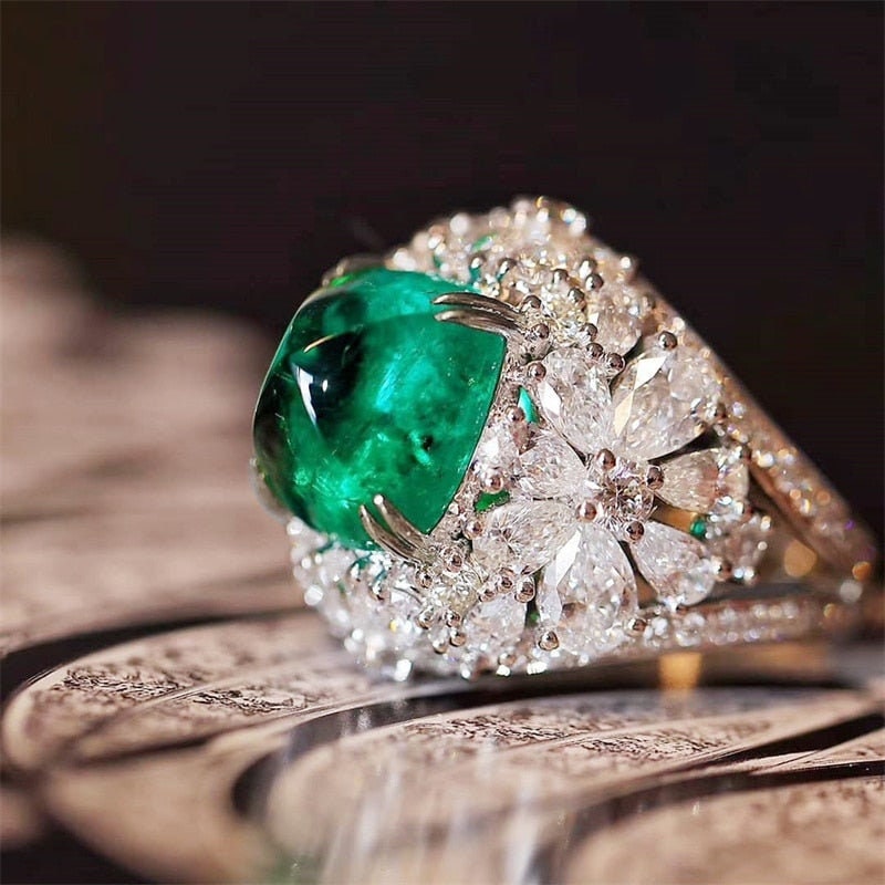Gorgeous Green Rings for Women Wedding Engagement Ring Gift for Wife ...