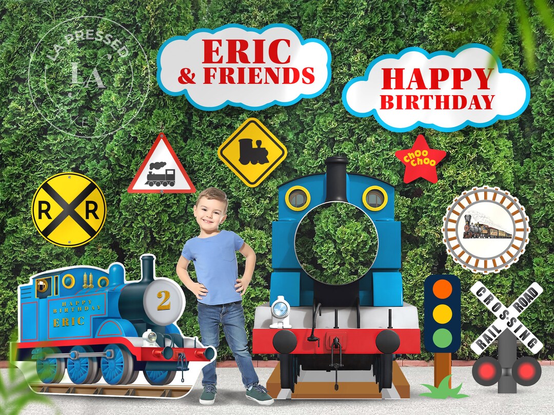 Blue Train Friends Birthday Party Cutouts, Personalized Birthday Signs ...