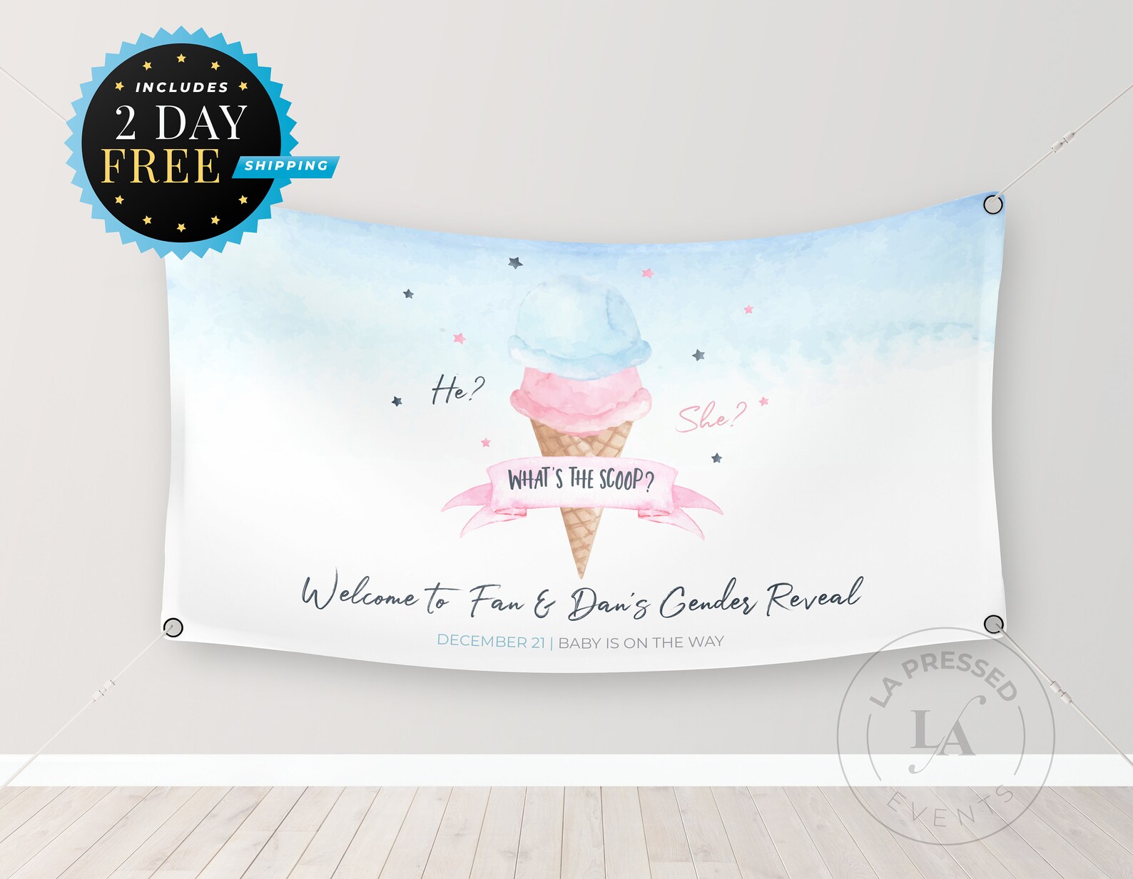 Gender Reveal Banner Gender Reveal Backdrop Gender Reveal - Etsy