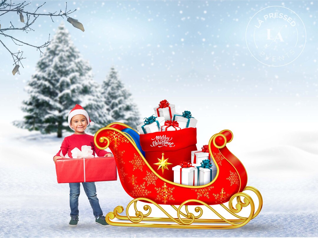Santa Sleigh Cutout, Red Sleigh, Sleigh for Home Decor, Christmas ...