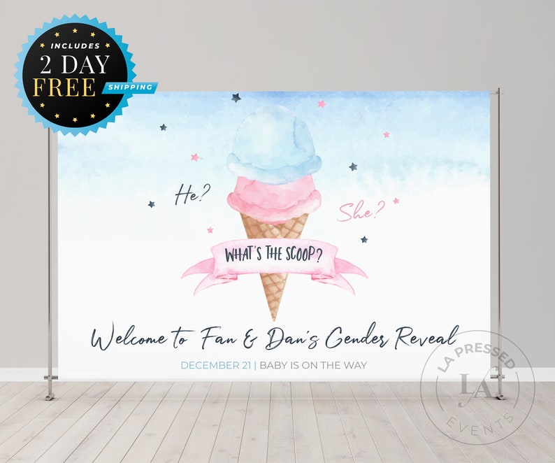 Gender Reveal Banner Gender Reveal Backdrop Gender Reveal - Etsy