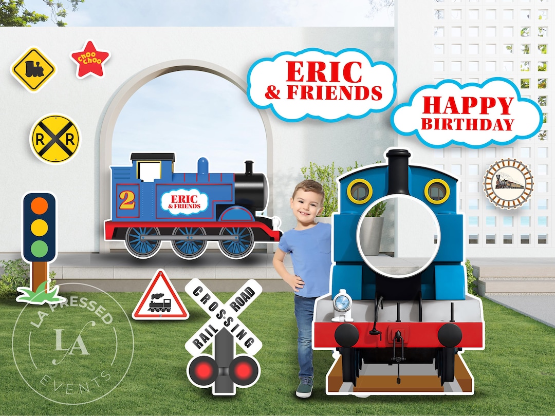 Blue Train Friends Birthday Party Cutouts, Personalized Birthday Signs ...