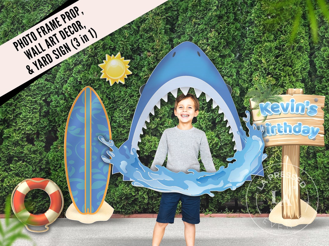 Shark Photo Booth Frame, Shark Wall Art, Shark Yard Sign, Shark Cutout ...