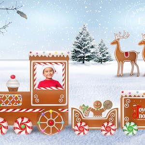 Gingerbread Christmas Train Cutout Set, Locomotive, Reindeer Cutout ...