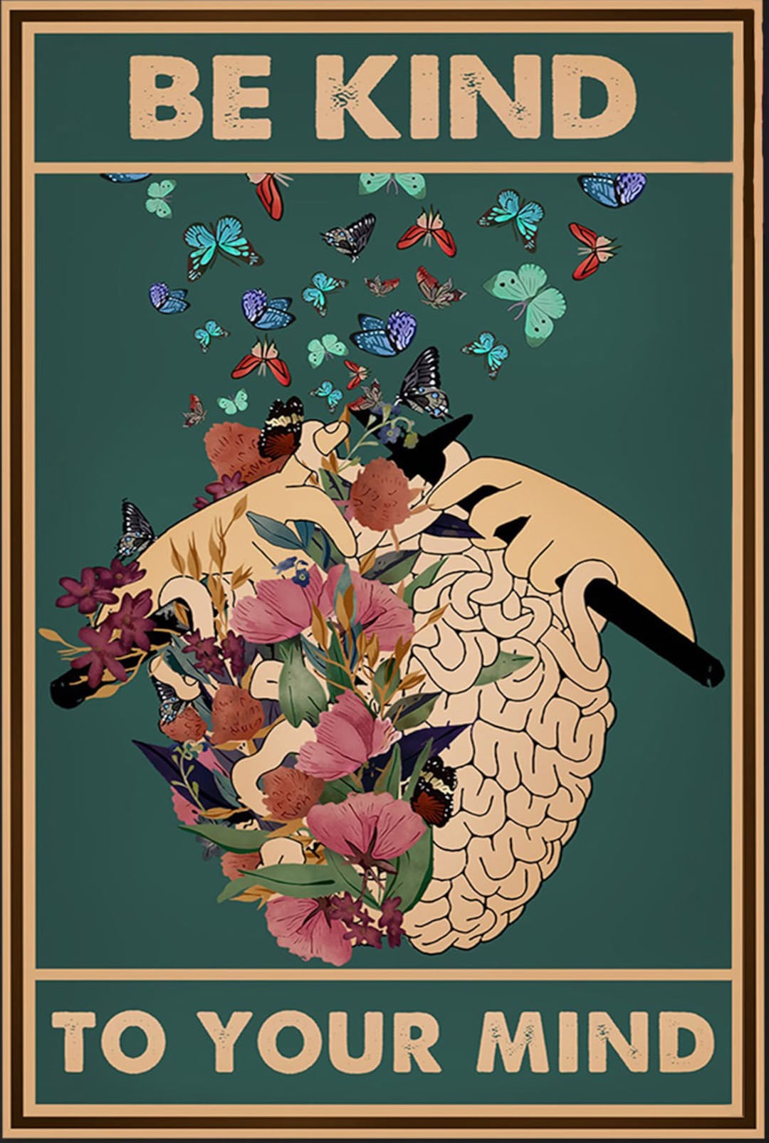 Be Kind to Your Mind Poster, Vintage Awareness Posters, Therapy ...