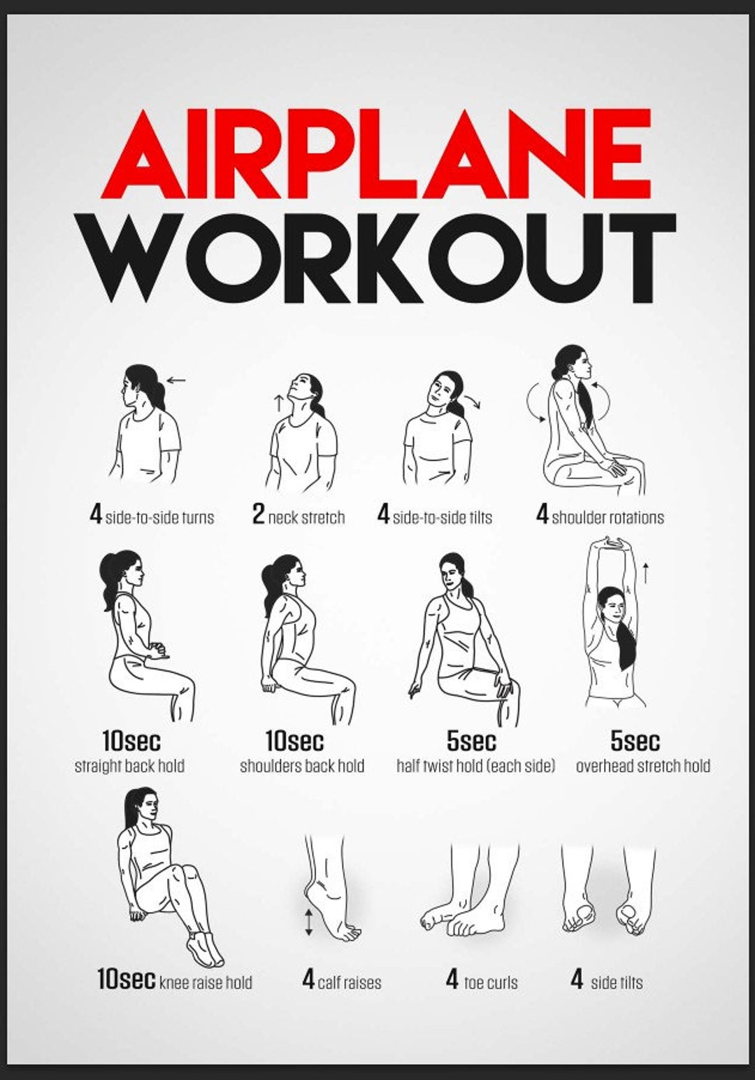 Airplane Workout Poster Decor Art Wall - Etsy