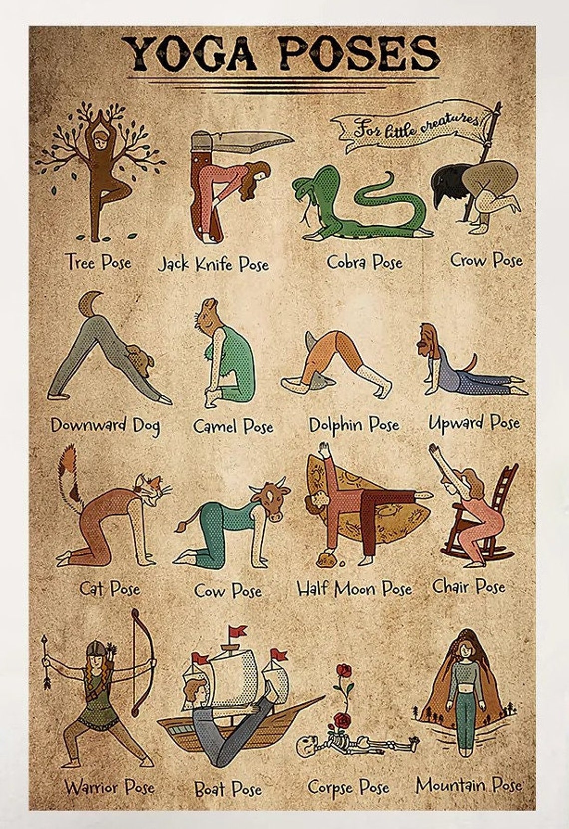 Yoga Poses Poster for Creatures Poster Poster Home Decor Ver 1 - Etsy