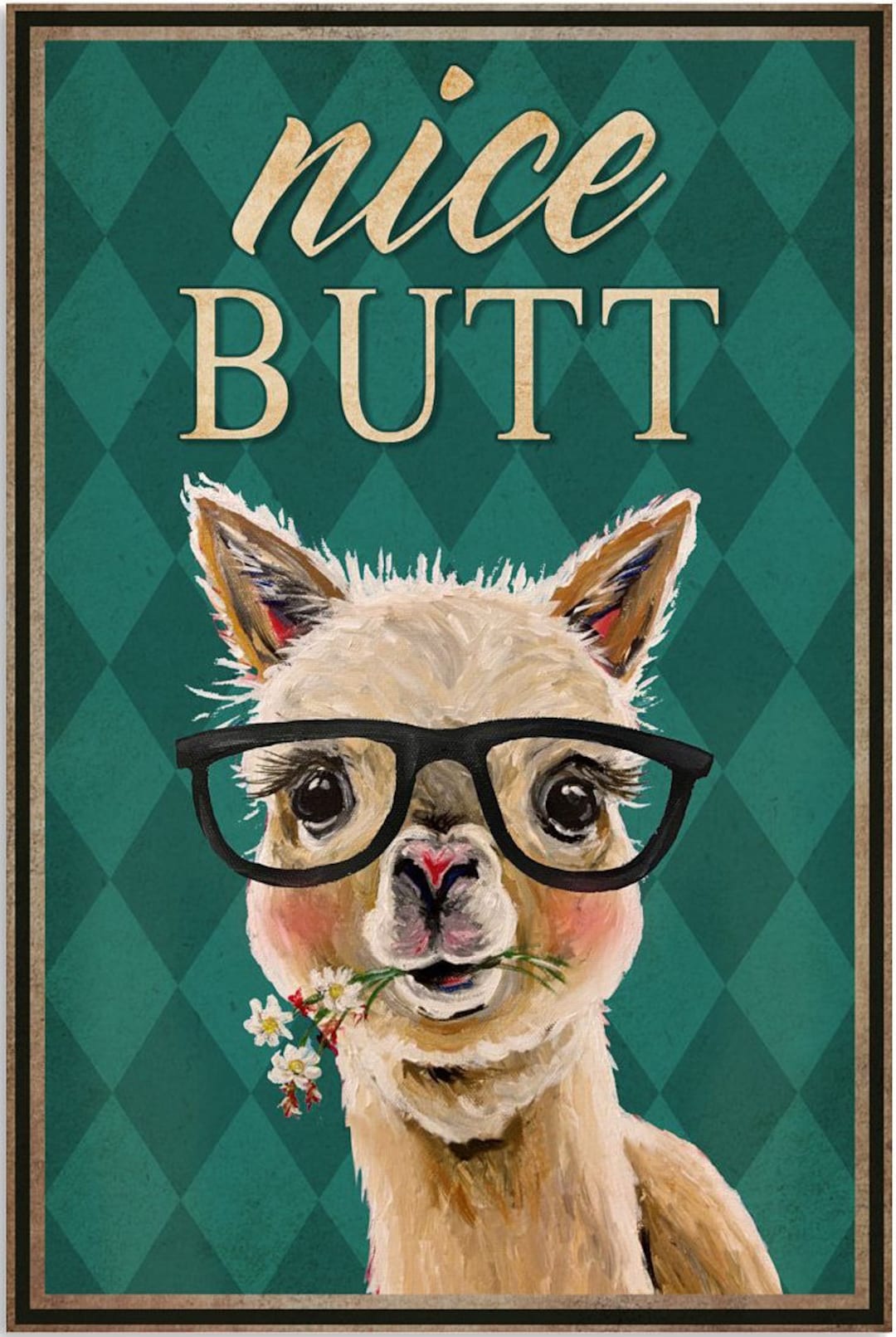Retro Alpaca Nice Butt Poster Vintage Alpaca Poster Alpaca - Etsy