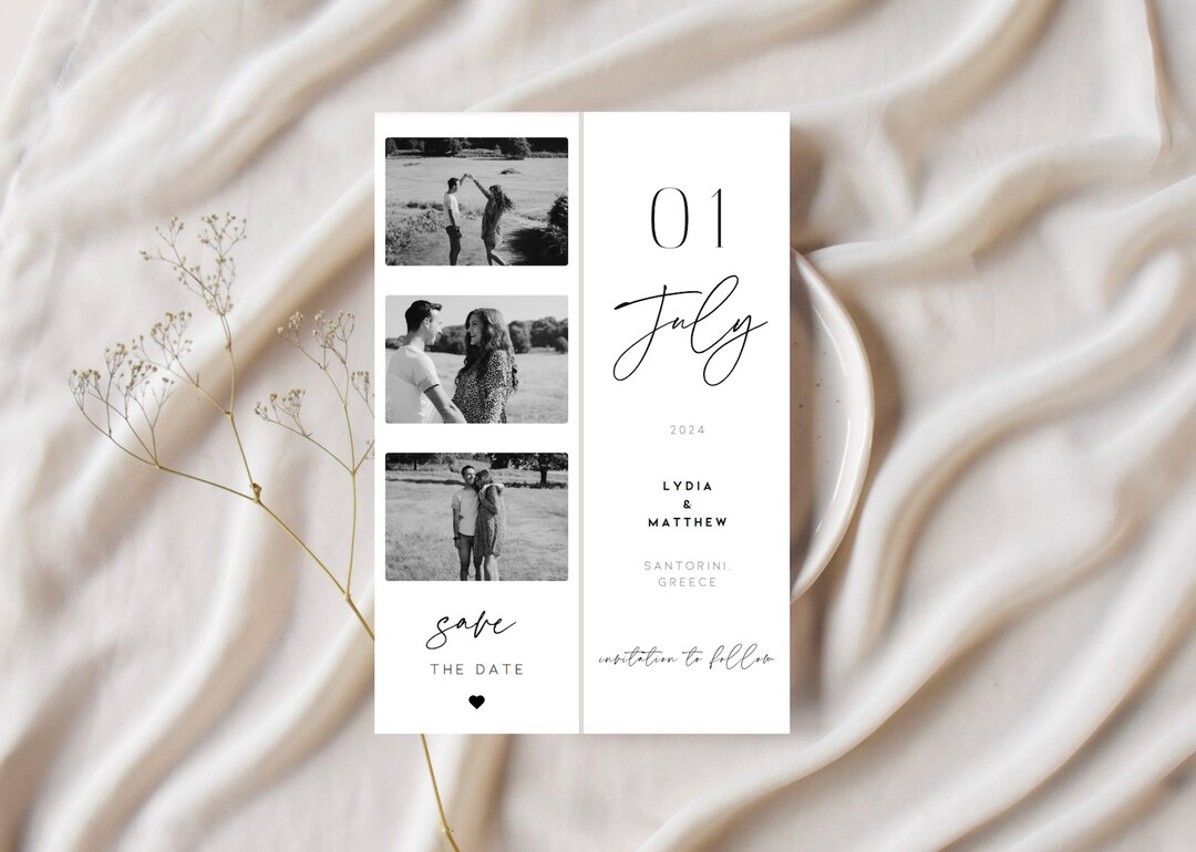 Photo Strip Save the Date, Minimalist Save the Date, Save the Date ...
