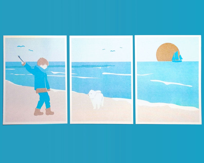 POSTER SERIES "three Times Sea" / Risography / 18 X 24 Cm - Etsy