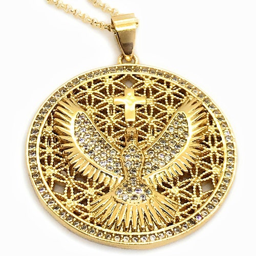 Gold Holy Spirit Big Pendant Necklace Religious Jewelry Holy - Etsy