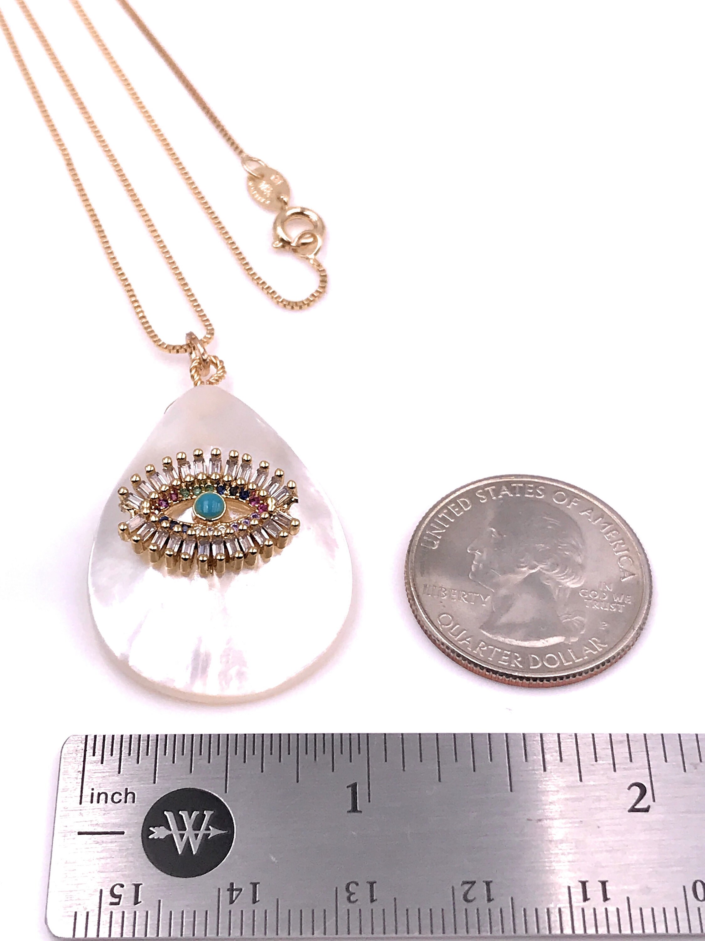 Genuine Baroque Pearl Evil Eye Pendant, Evil Eye Necklace for Women ...