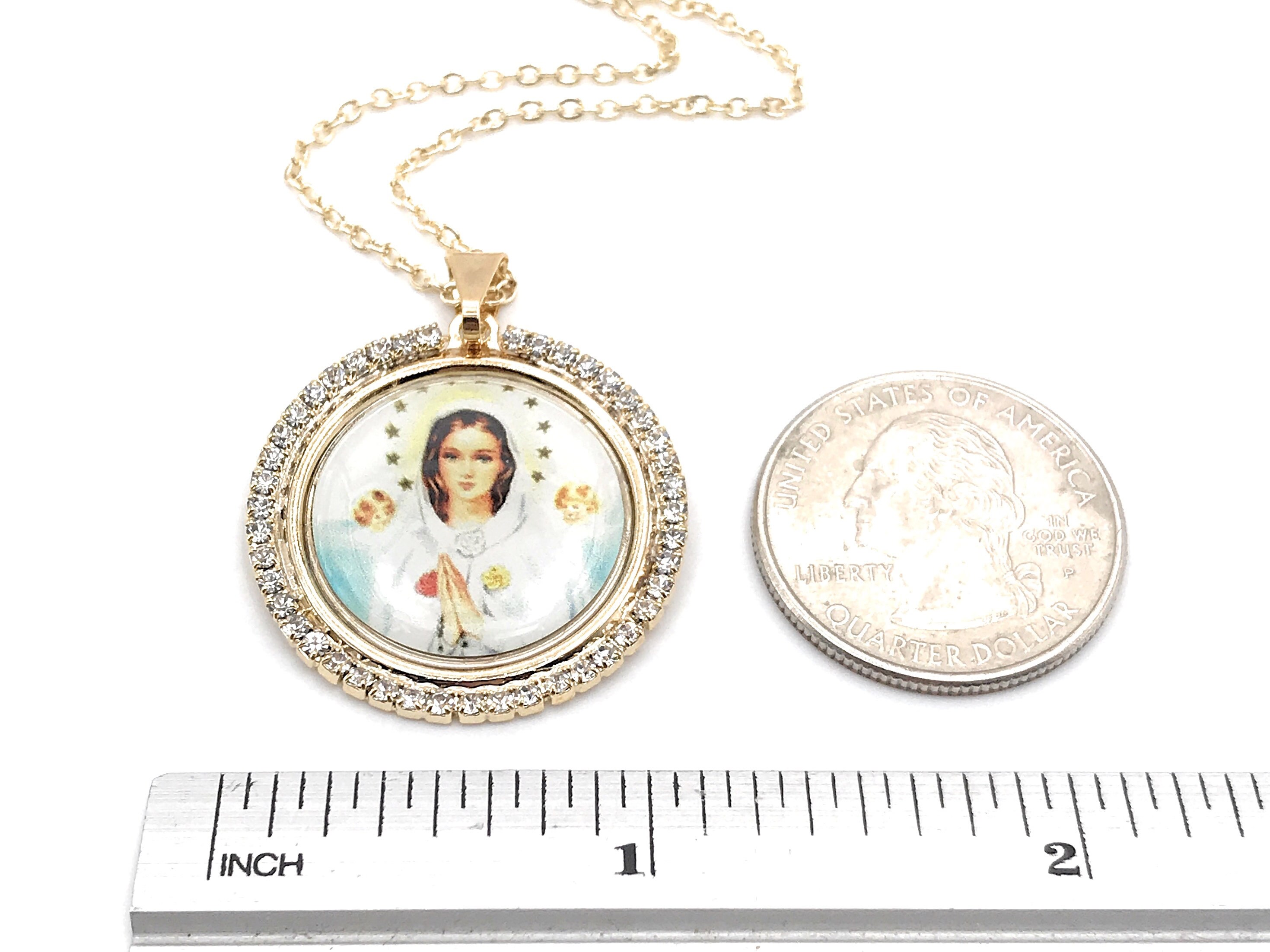 Mystic Rose Gold Medal, Virgin Mary Necklace, 18k Gold Pendant ...