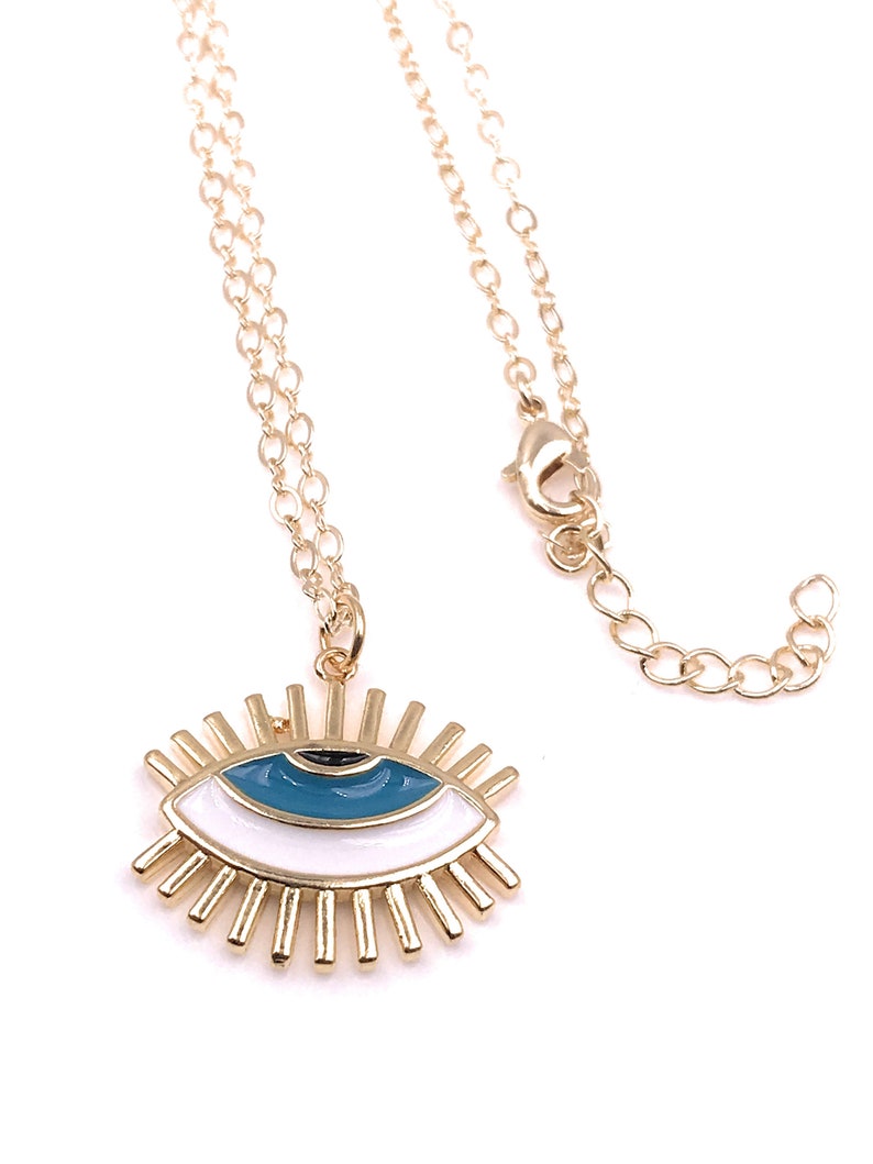 Evil Eye Protection Necklace Enamel Evil Eye Pendant Gold | Etsy