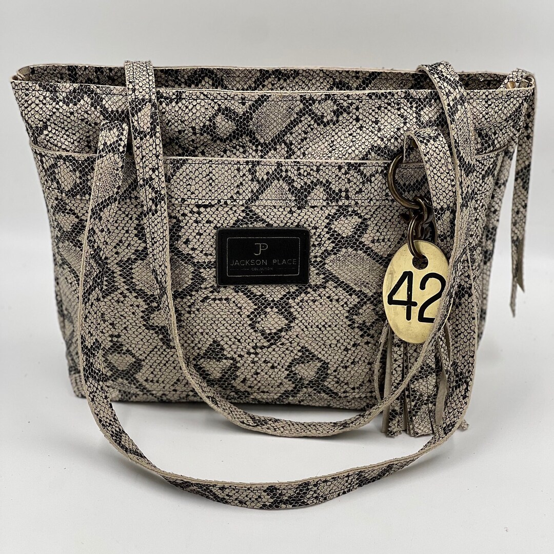 Jackson Place Collection — Snake Embossed Black White Gray Medium ...