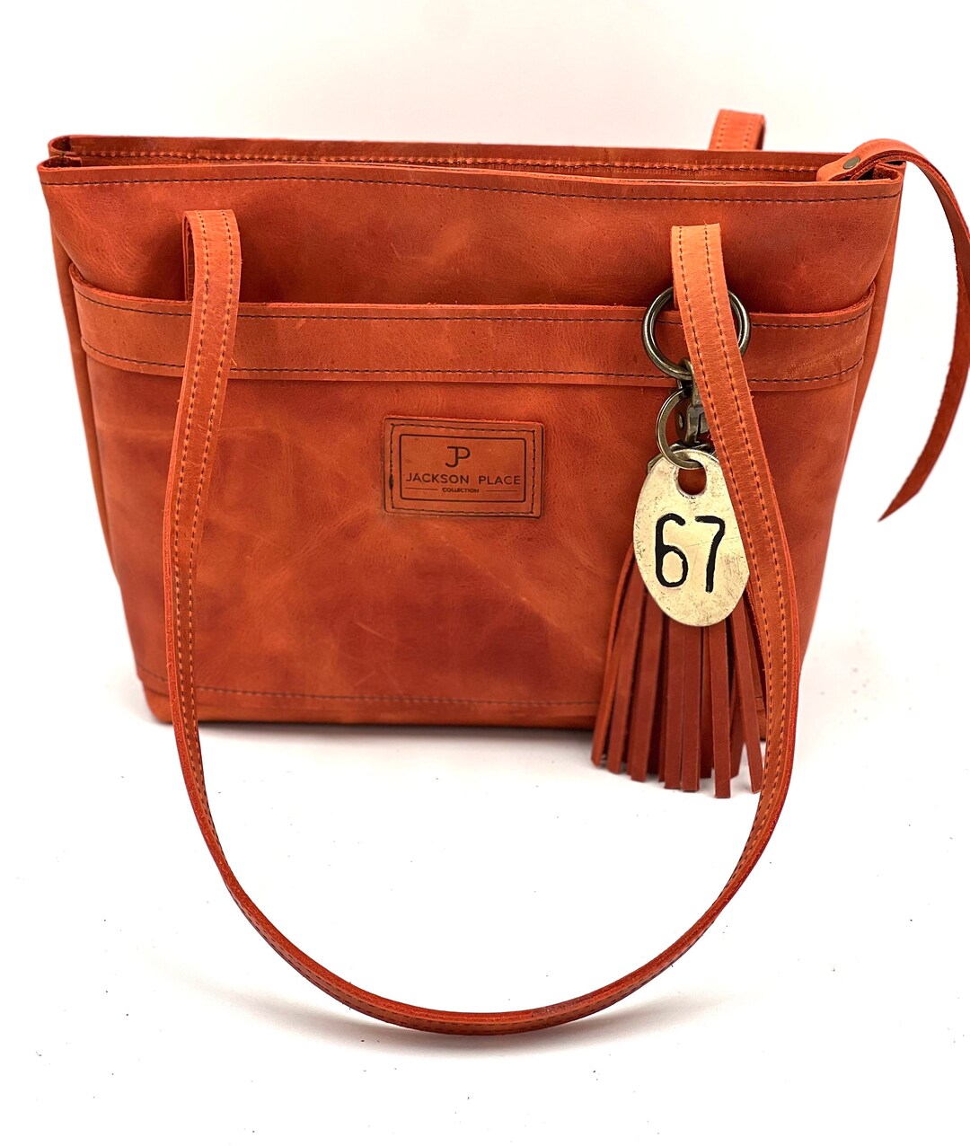 Jackson Place Collection — Burnt Orange Medium Leather Tote Bag ...