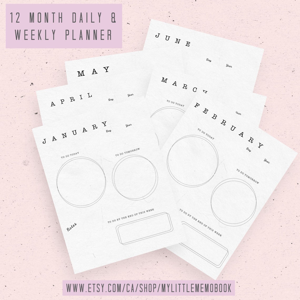 12 Month Day Planner Printable Daily Schedule to Do List - Etsy Canada