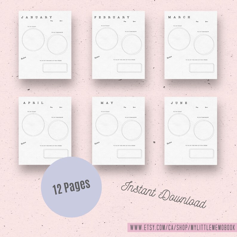 12 Month Day Planner Printable, Daily Schedule (A4, A5, US Letter ...