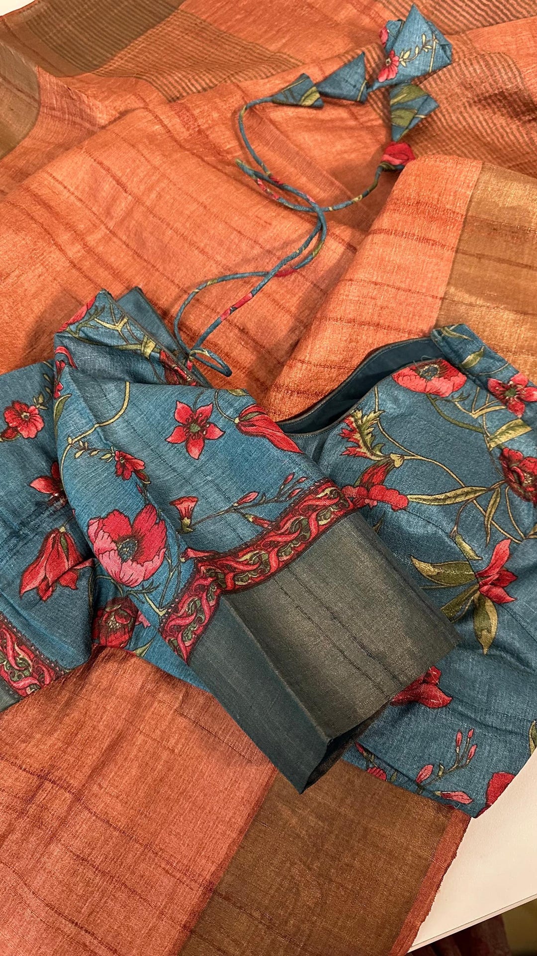 Rust Tussar Silk With Kalamkari Silk Blouses - Etsy