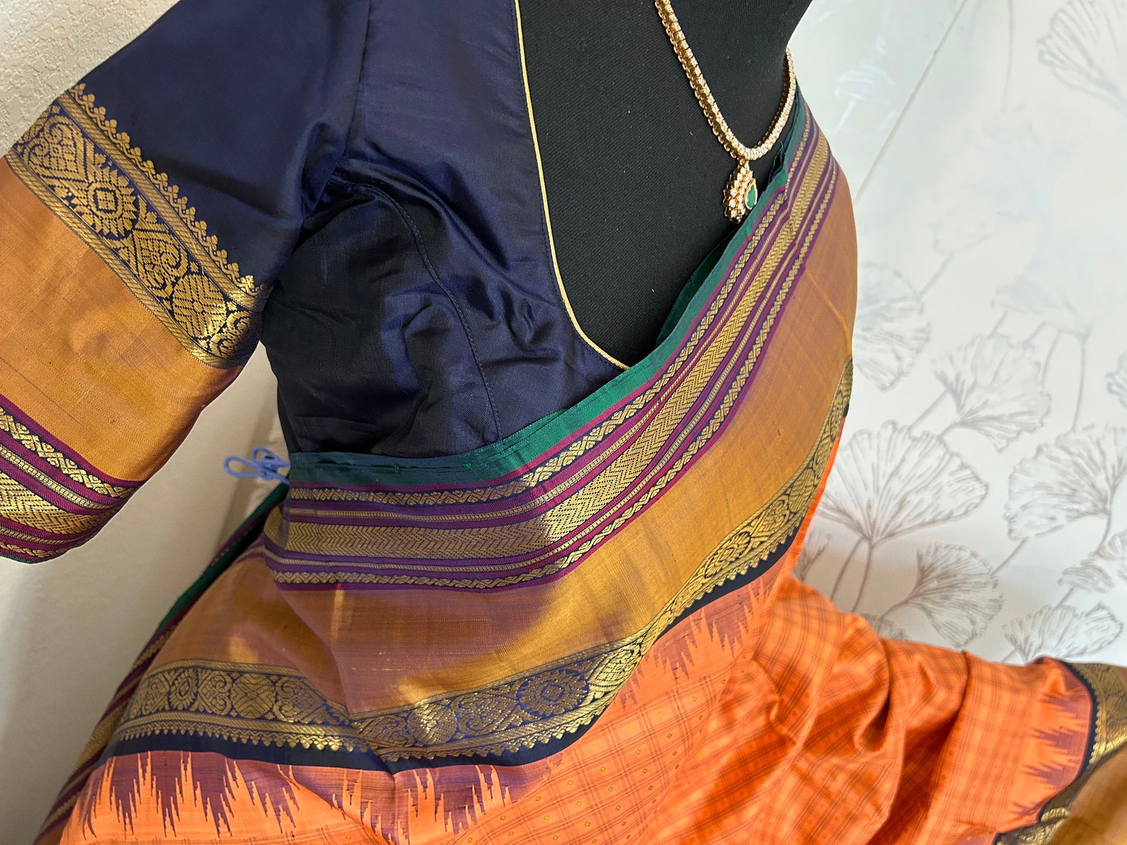 Orange Kanchi Pattu Saree Handwoven Kai Korvai Silk Saree With - Etsy