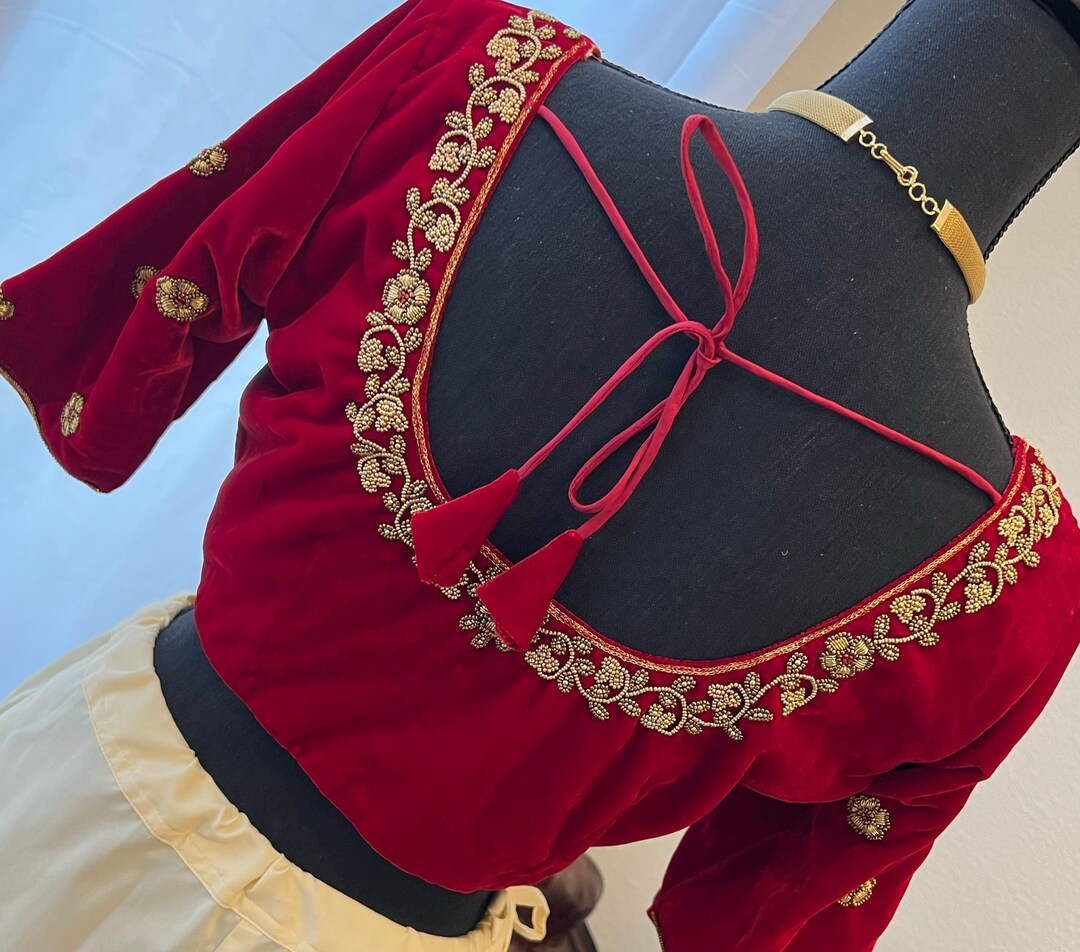 Red Velvet Blouses Hand Embroidered Readymade Blouse Online Usa - Etsy