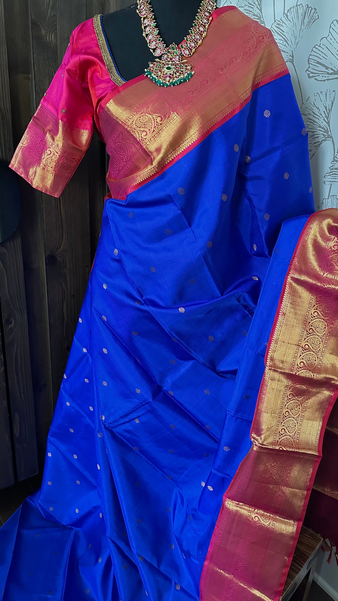 Navy Blue Handwoven Pure Zari Kanchi Pattu Saree Online Usa - Etsy