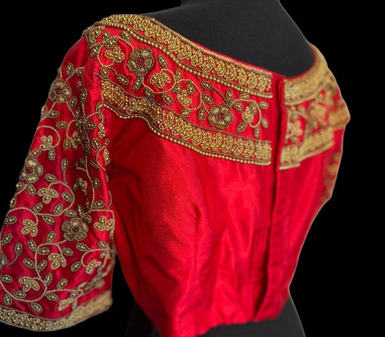 Silk Bridal Red Readymade Blouses Hand Embroidered Readymade Blouse ...