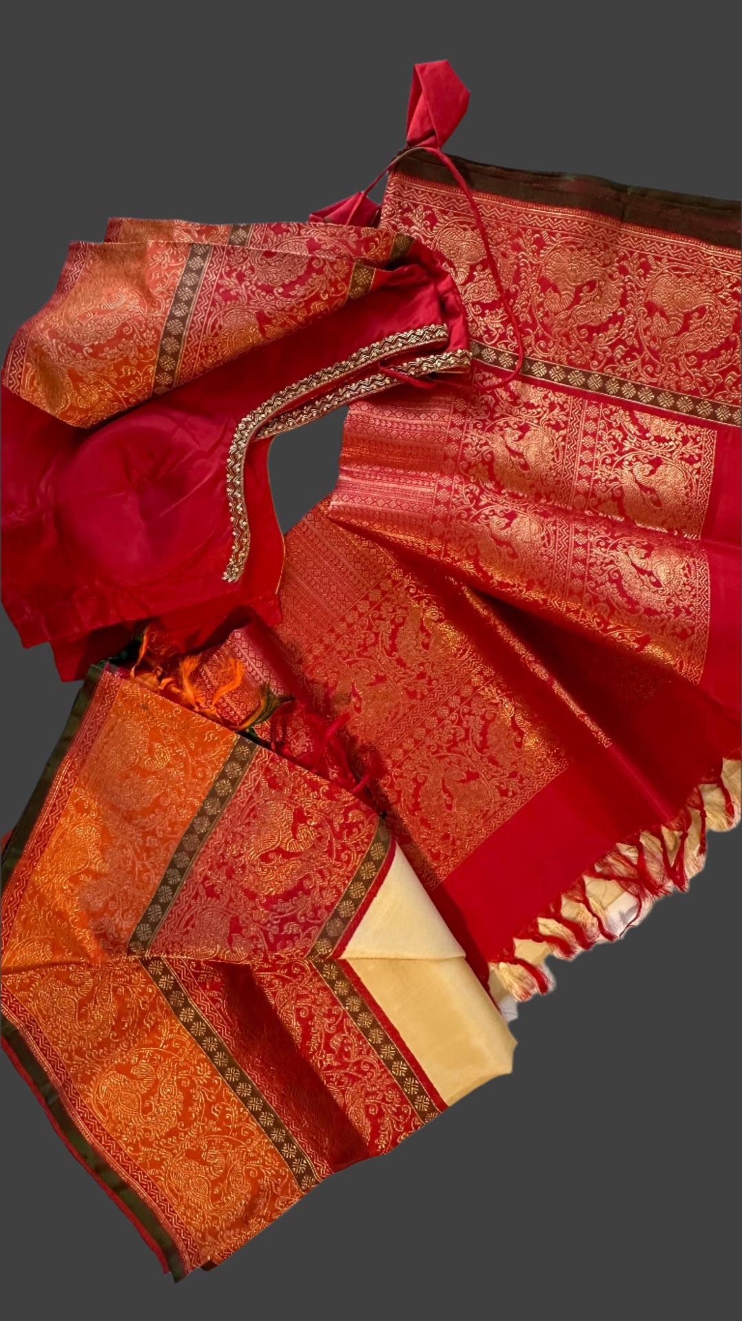 Ven Pattu Saree White Cream and Red Pure Zari Kanjivaram Silk Saree ...