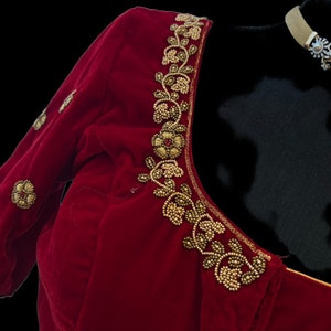 Red Velvet Blouses Hand Embroidered Readymade Blouse Online Usa - Etsy
