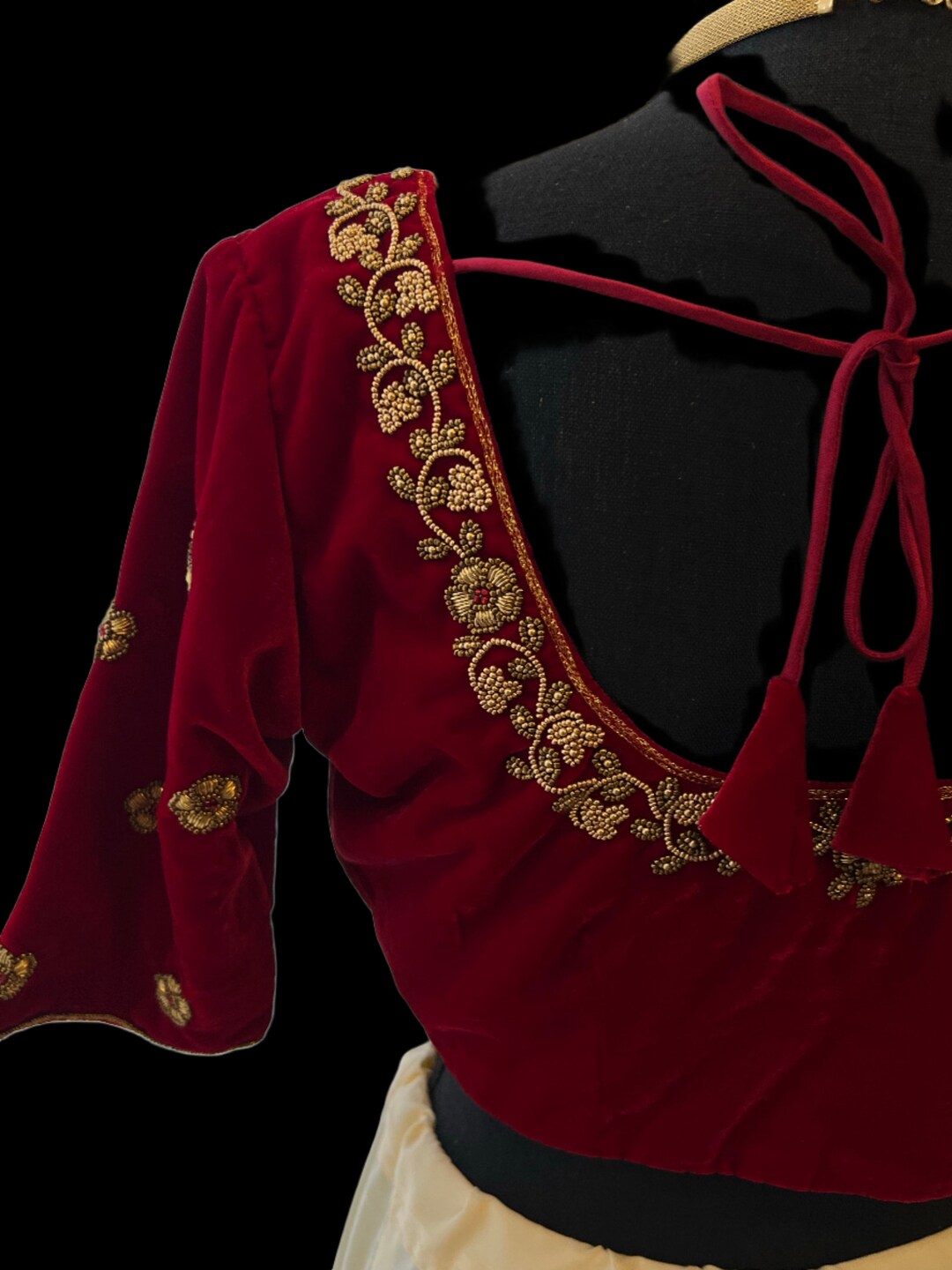 Red Velvet Blouses Hand Embroidered Readymade Blouse Online Usa - Etsy